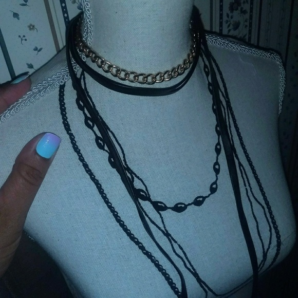 Jewelry | New Chocker W Gold Chain Triple Band | Poshmark
